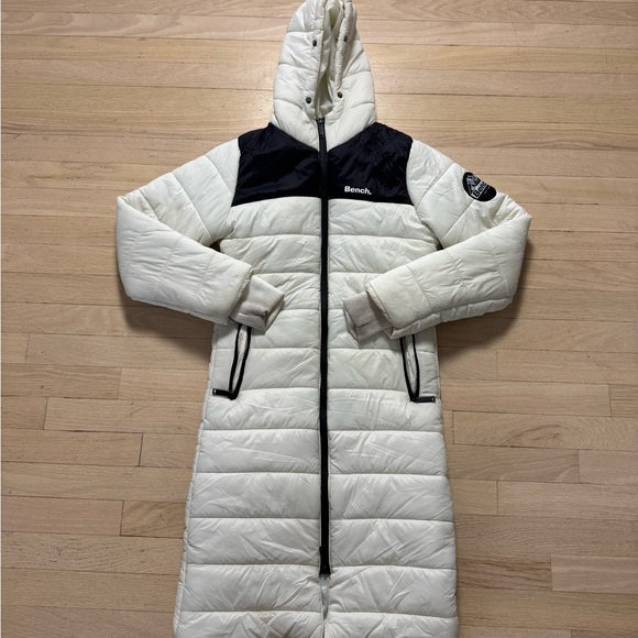 Bench | Jackets & Coats | Bench Womens Cream And Black Hooded Puffer ...